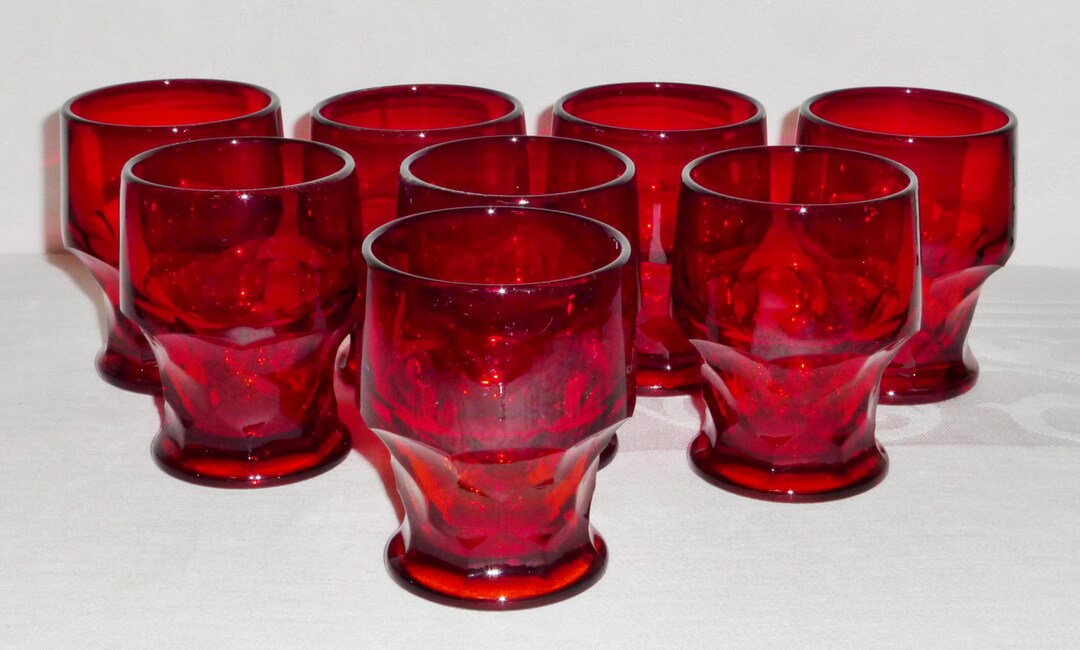 8 Vintage Viking Georgian Ruby Red 3-1/4" Juice Glasses 5 Oz Tumblers Honeycomb - Etsy