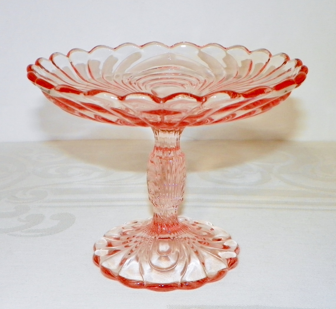 Cambridge Glass La Rosa PINK CAPRICE #124 Clover 3 Part Celery Relish ...