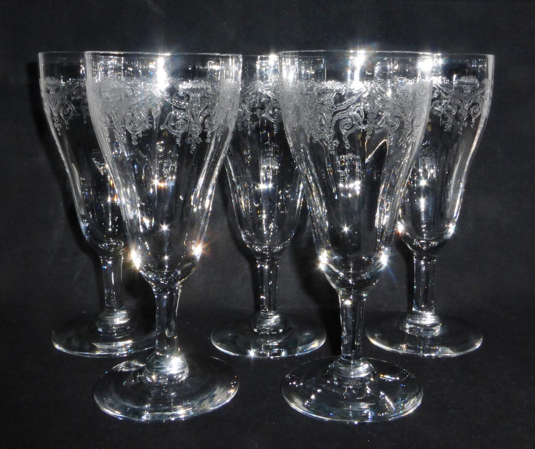 5 - Vintage Bryce 285 Stem Optic Swag Ribbon Etch Parfait or Wine ...