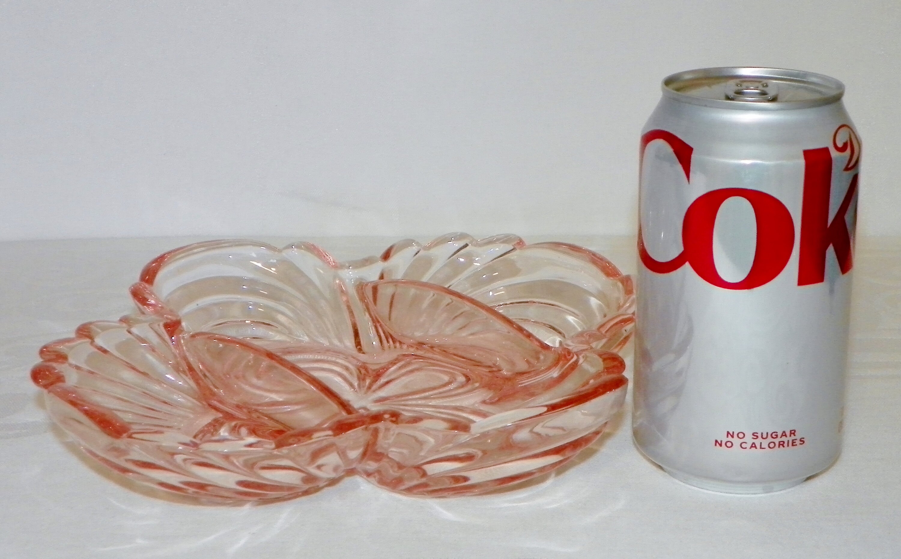 Cambridge Glass La Rosa PINK CAPRICE #124 Clover 3 Part Celery Relish ...