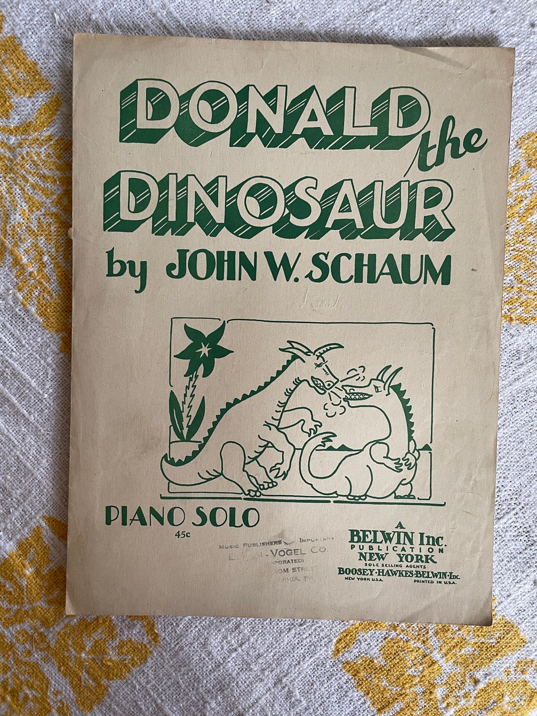 Vintage Sheet Music Donald the Dinosaur John W. Schaum - Etsy