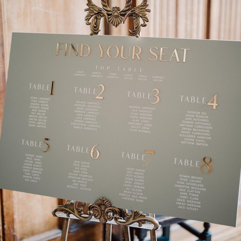 Acrylic Table Plan Sign - Etsy UK