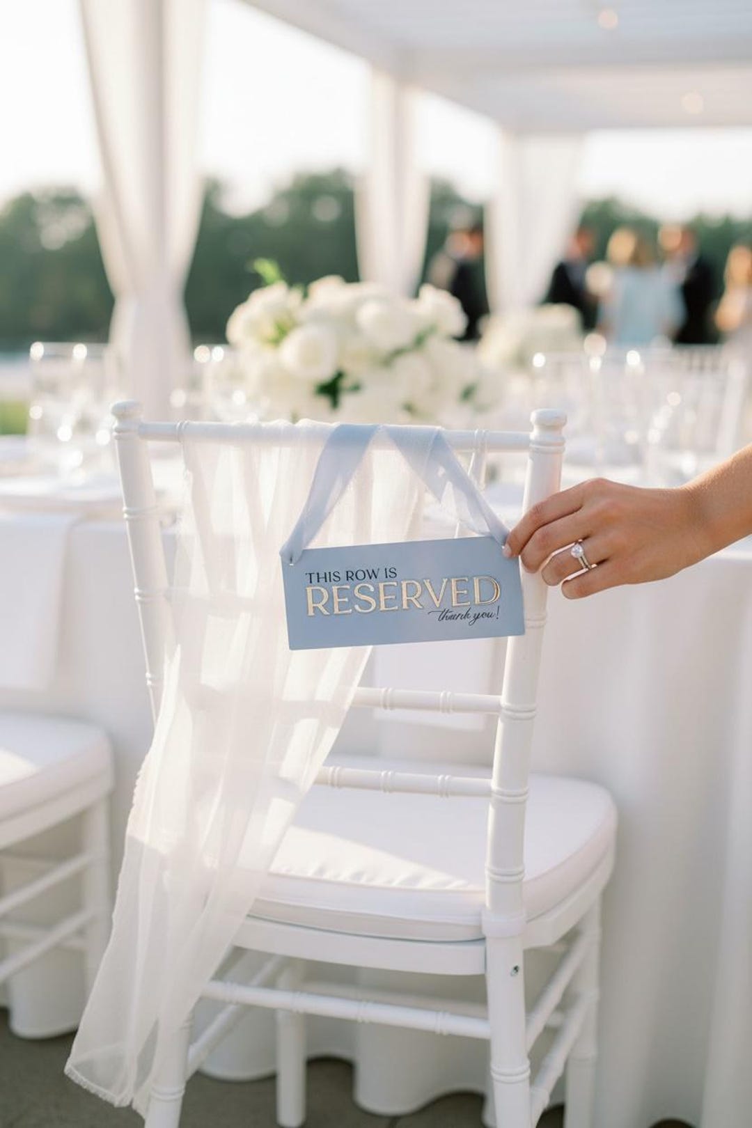 Reserved Seat Acrylic Sign for Chair, Elegant Wedding Decor, With Silk ...