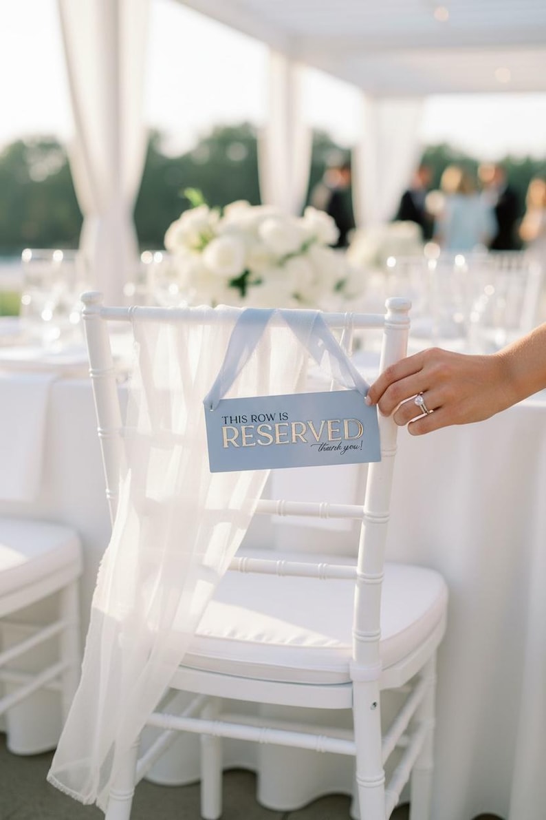 Reserved Seat Acrylic Sign for Chair, Elegant Wedding Decor, With Silk ...