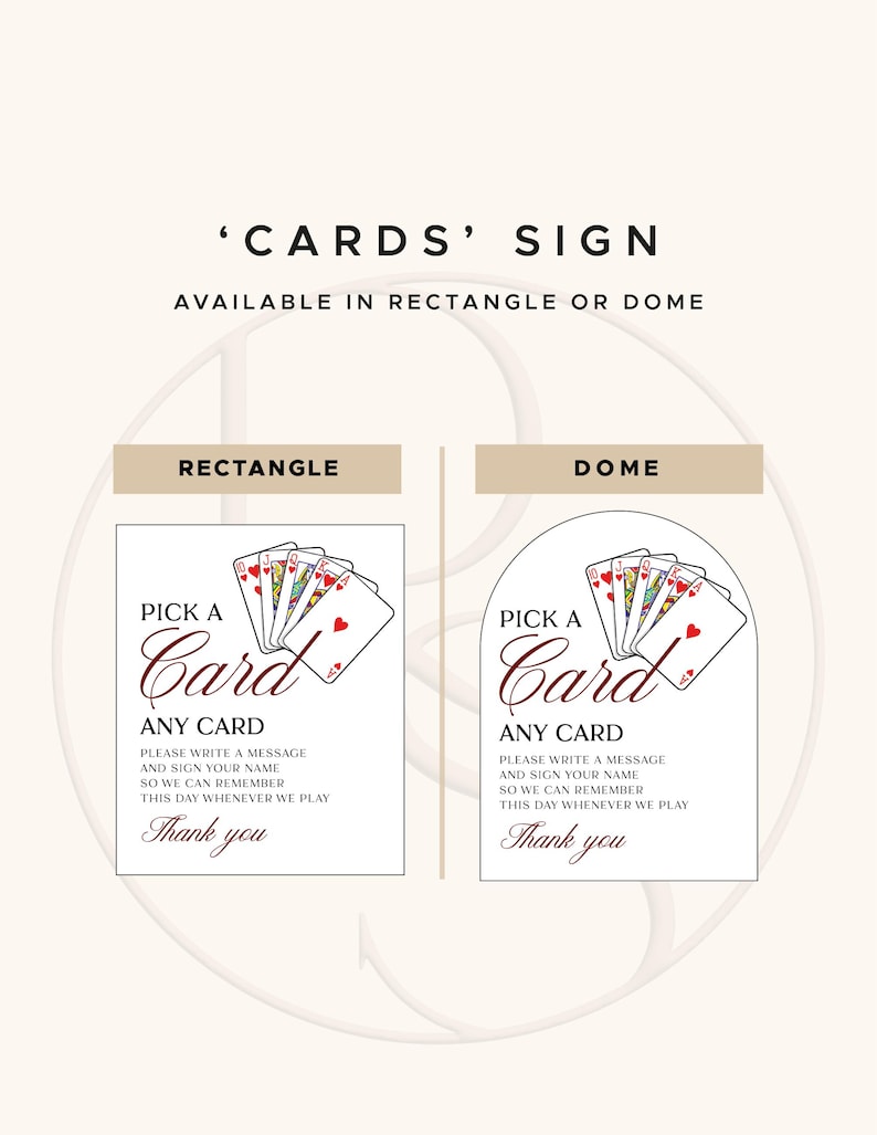 Playing Cards Guestbook Sign' Pick a Card, A5, A4 - Etsy Canada