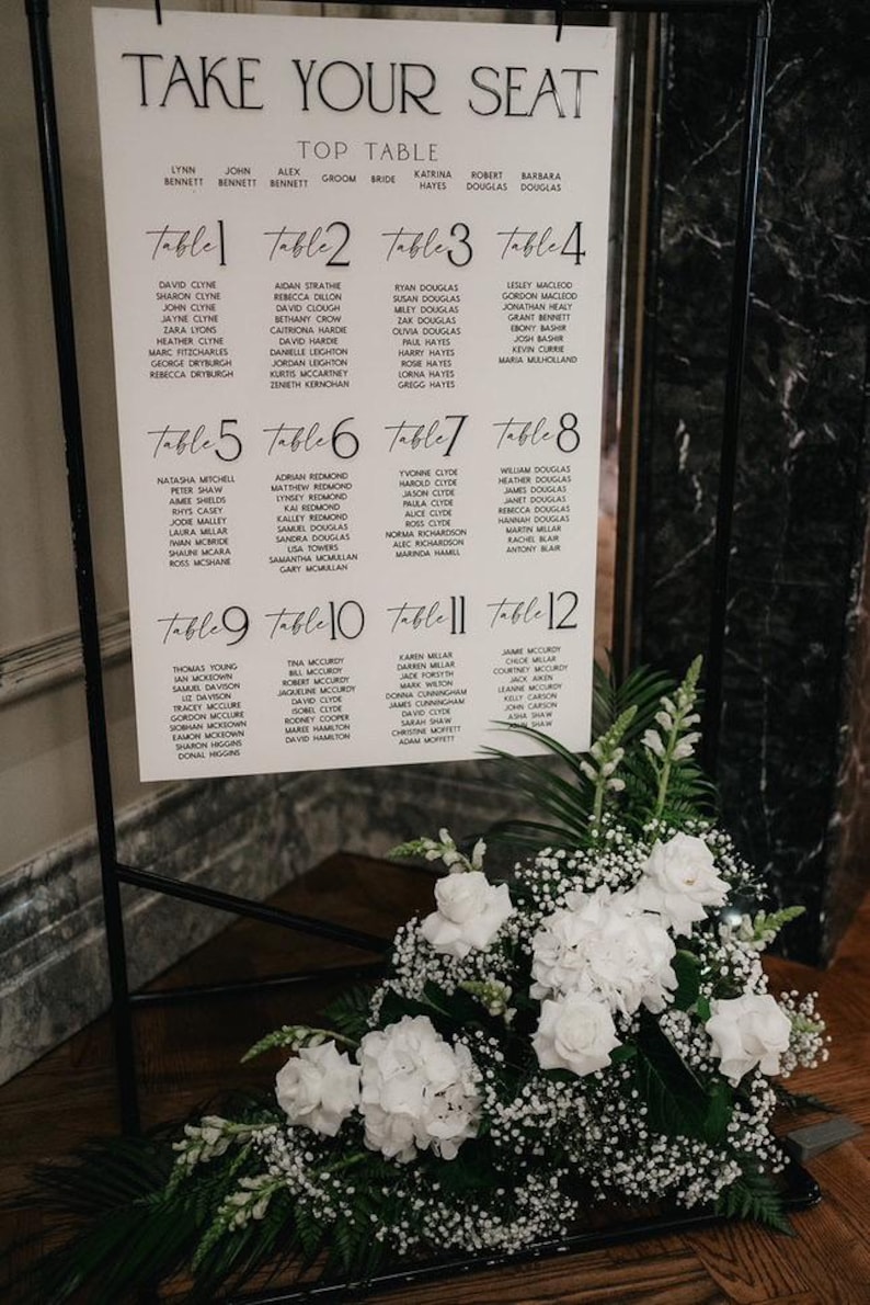 Personalised Acrylic Wedding Seating Chart With 3D Detailing, A1, A2 ...