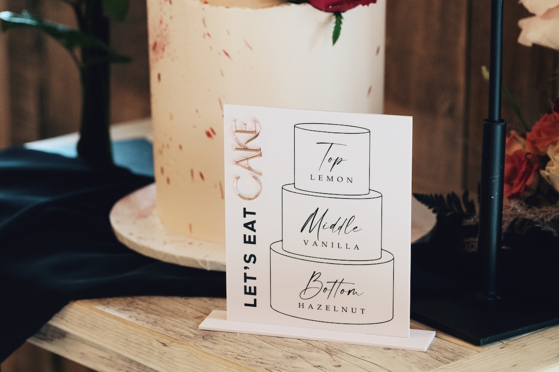 Acrylic Cake Sign: "let's Eat Cake" - Wedding Reception Decor ...