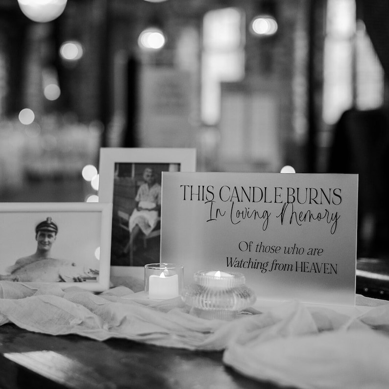 Frosted Acrylic 'in Loving Memory' Sign: With LED Candle, Wedding ...