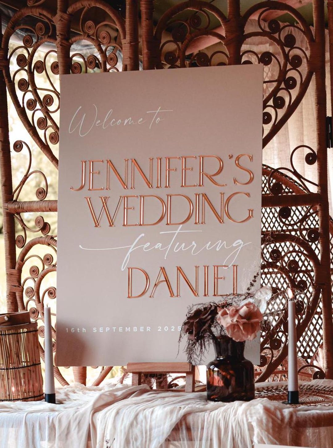 NEW 'featuring' Acrylic Wedding Welcome Sign With 3D Mirror Names ...