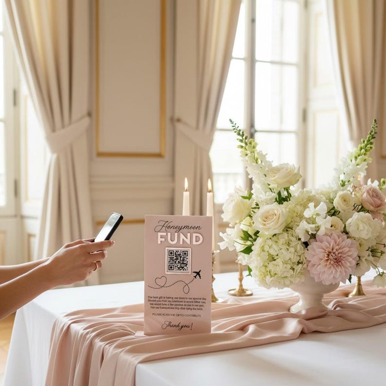 Acrylic Wedding QR Code Sign, Share the Love, Honeymoon Fund, A5, A4 - Etsy