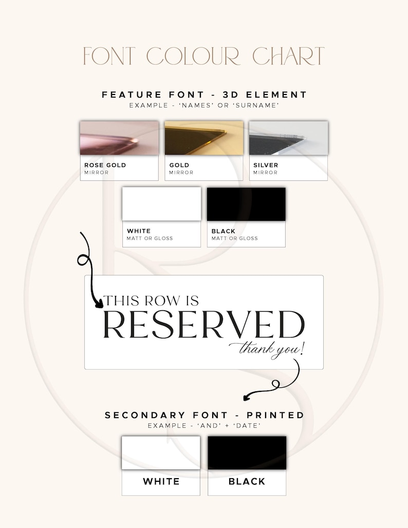 Reserved Seat Acrylic Sign for Chair, Elegant Wedding Decor, With Silk ...
