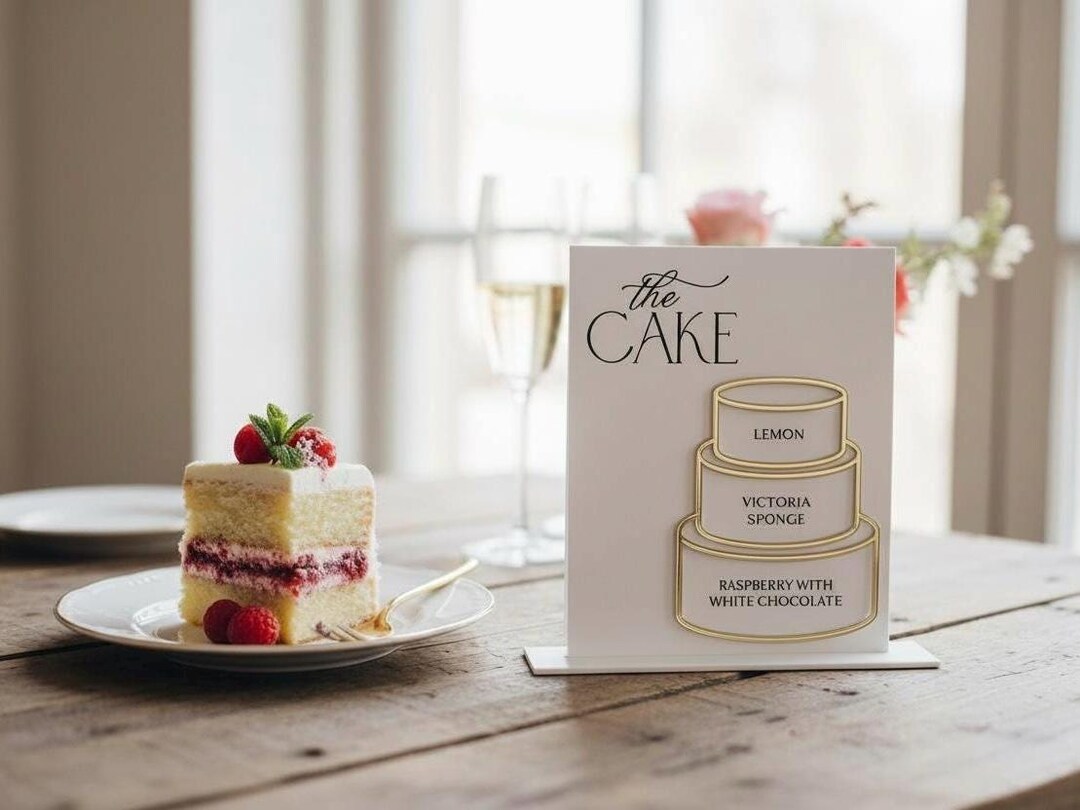 New* Rectangle '3D Outline' Acrylic Cake Sign: "let's Eat Cake ...