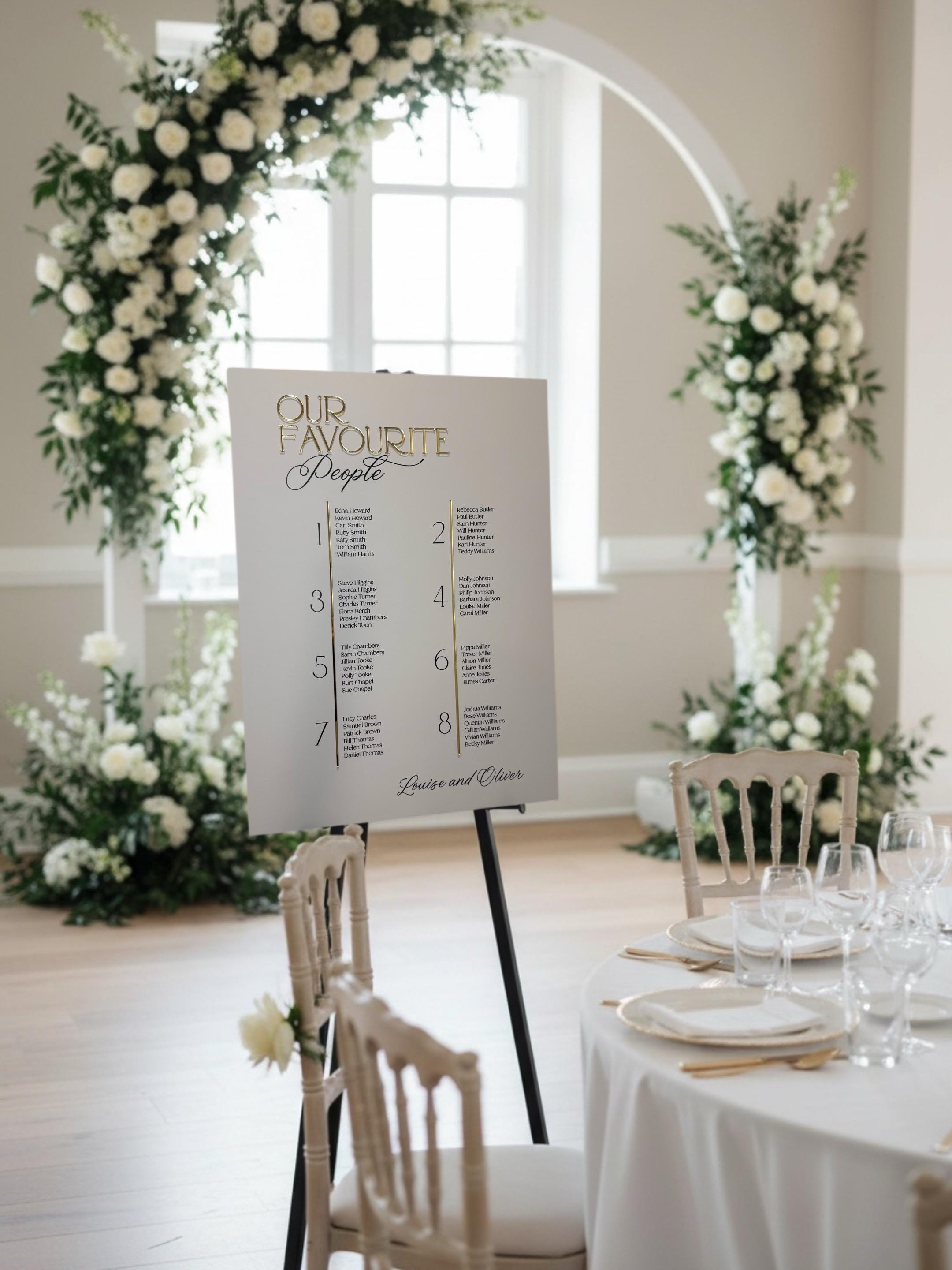 Acrylic Seating Plan With 3D Line Detailing, Personalised Wedding ...