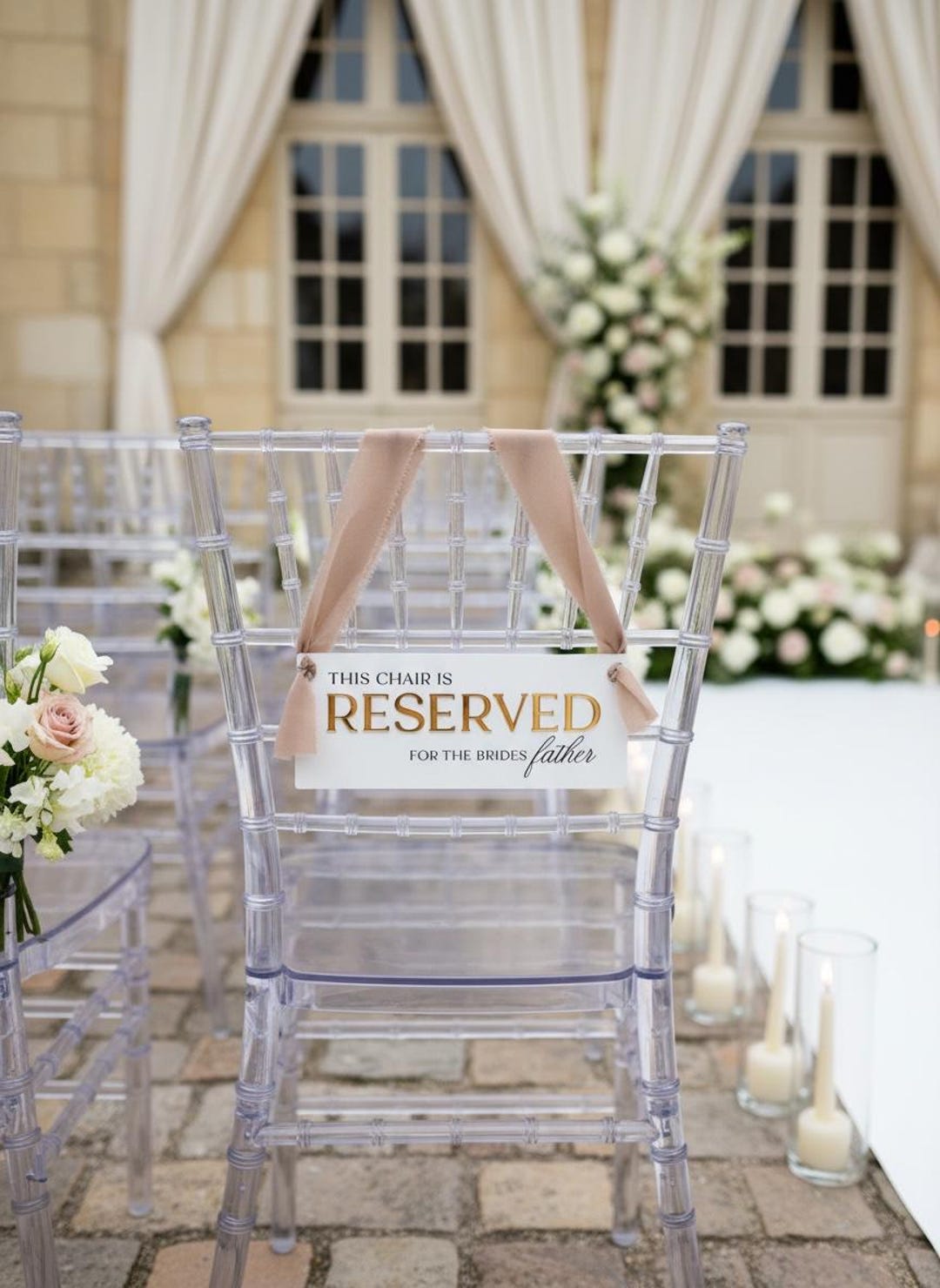 Reserved Seat Acrylic Sign for Chair, Elegant Wedding Decor, With Silk ...