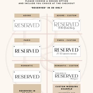 Reserved Seat Acrylic Sign for Chair, Elegant Wedding Decor, With Silk ...