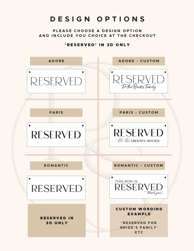 Reserved Seat Acrylic Sign for Chair, Elegant Wedding Decor, With Silk ...