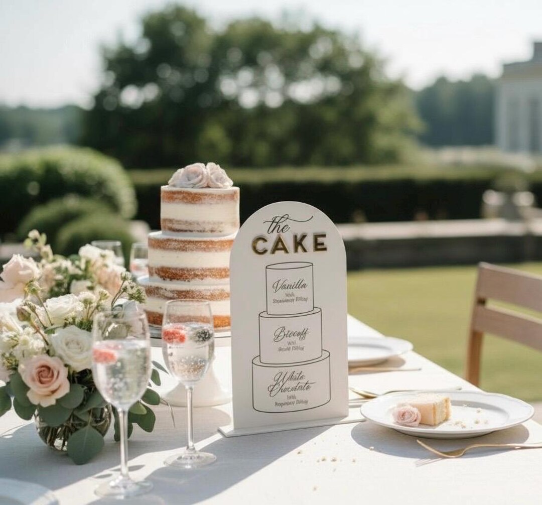 Personalised Acrylic Cake Flavour Sign: Wedding Reception Decor, A5, A4 ...
