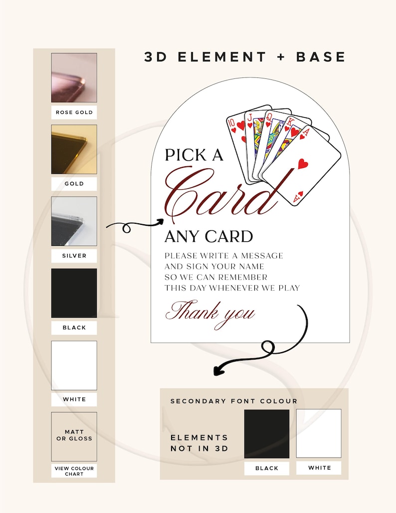 Playing Cards Guestbook Sign' Pick a Card, A5, A4 - Etsy Canada