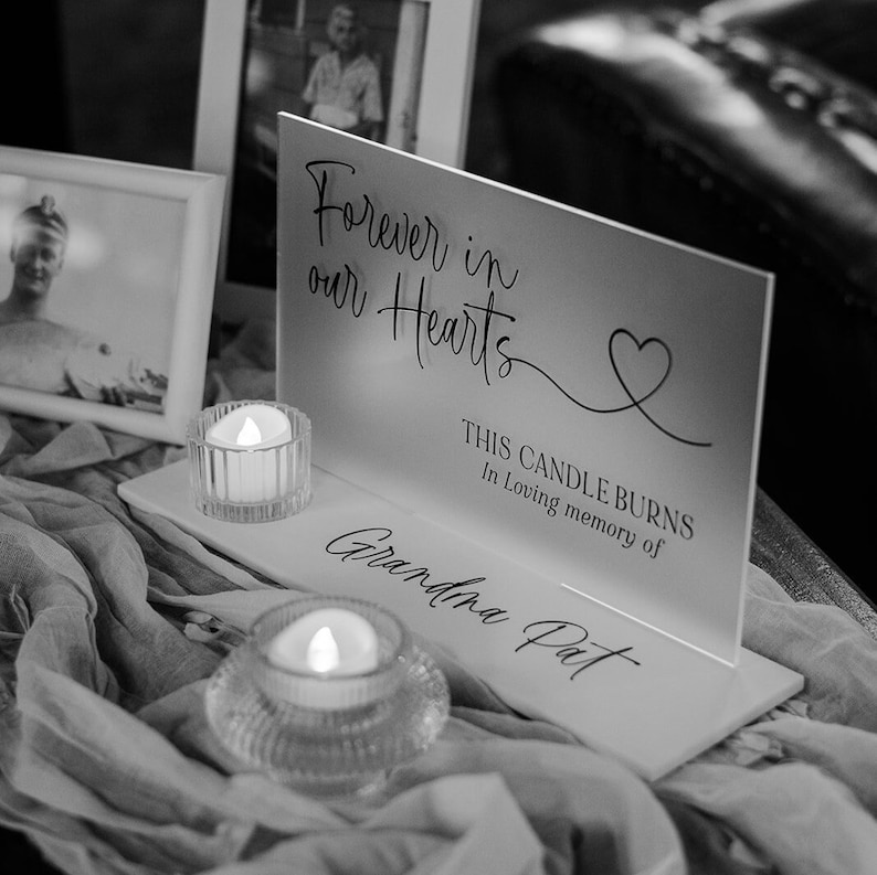 Frosted Acrylic 'in Loving Memory' Sign: With LED Candle, Wedding ...