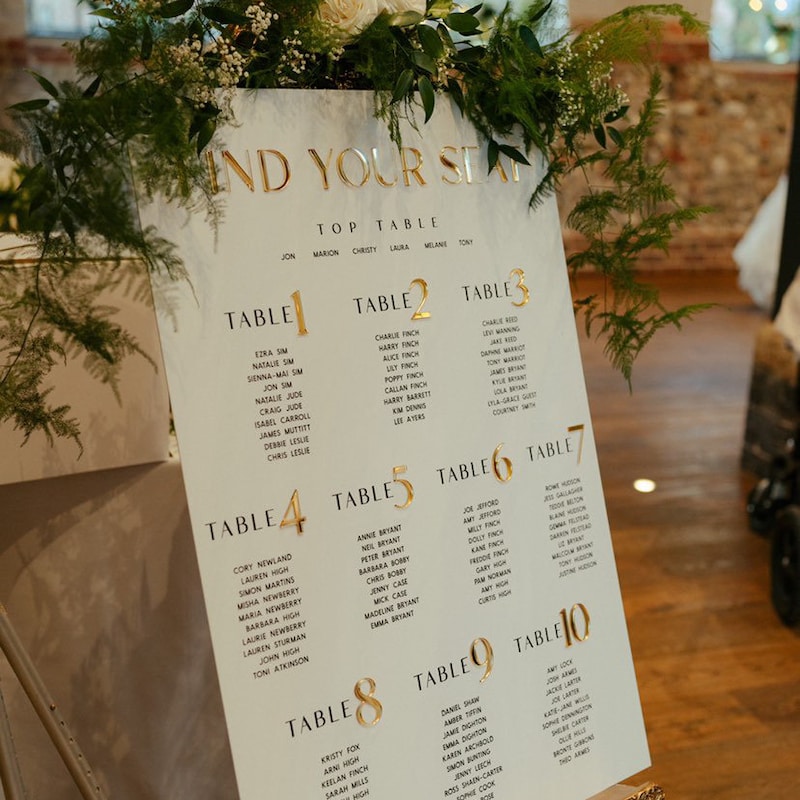 Gold Acrylic Table Chart - Etsy UK