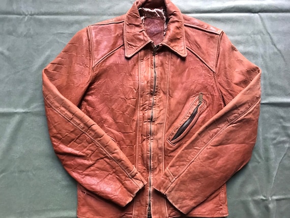 Vintage 1950’s GOLDEN BEAR USA leather jacket sport f… - Gem