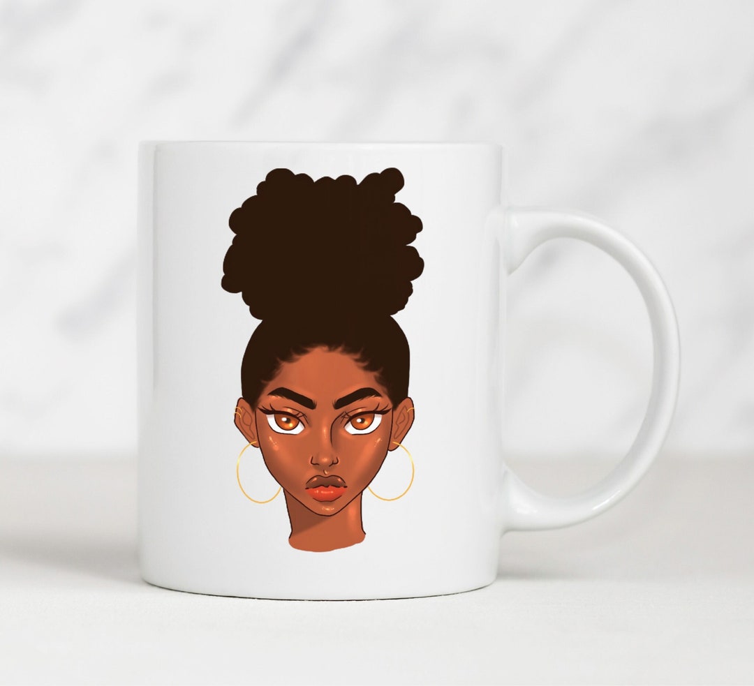 Black Girl Mug, Melanin Queen Mug, African American Art, Black Art ...