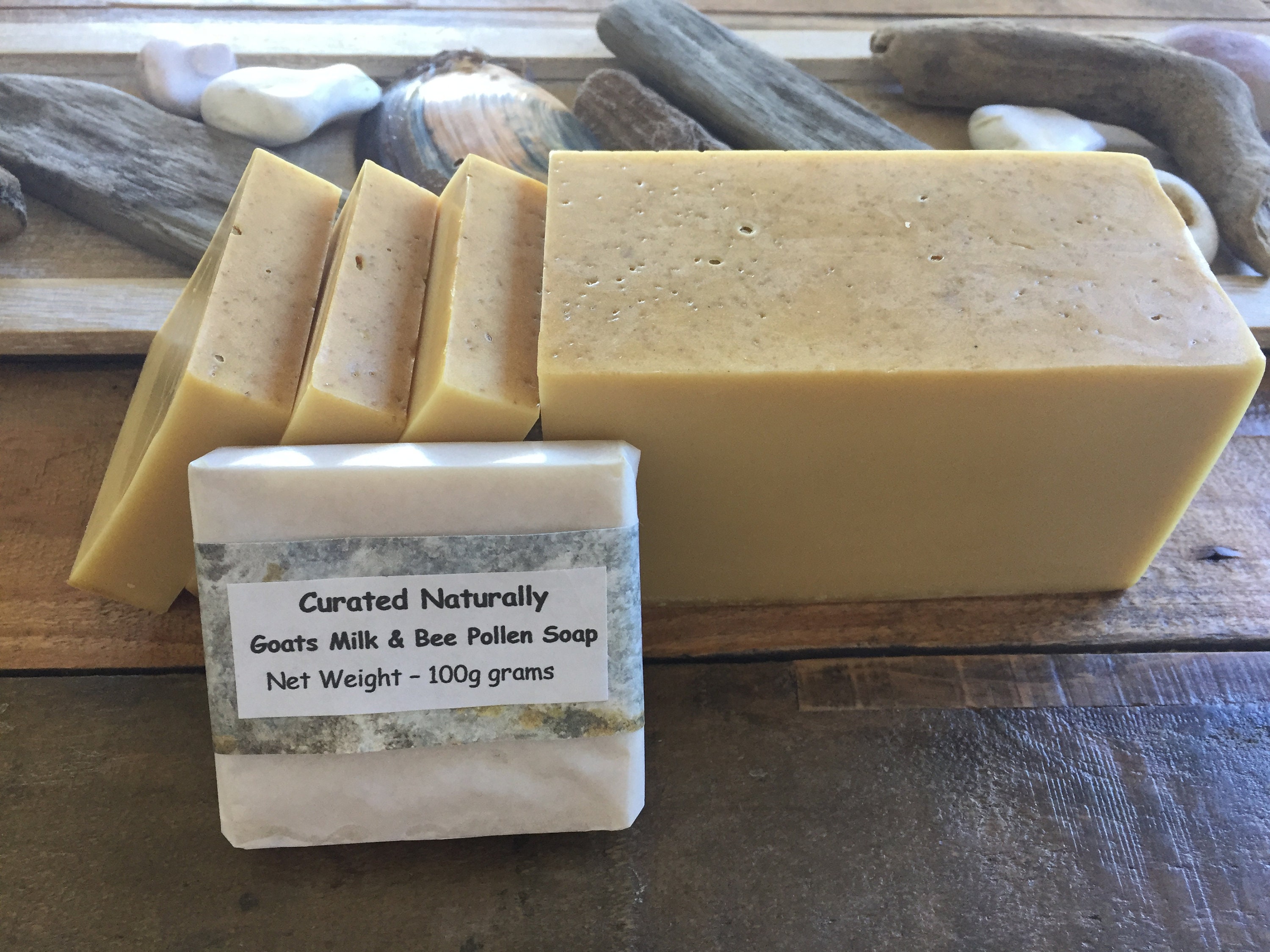Handmade Bee Pollen Honey Soap UK Goats Milk Natural 100g Bar Ideal ...