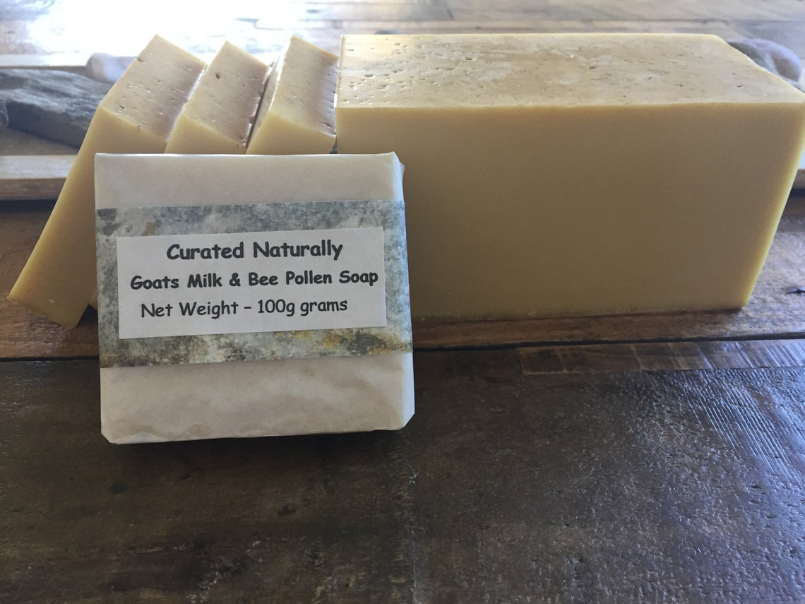 Handmade Bee Pollen Honey Soap UK Goats Milk Natural 100g Bar Ideal ...