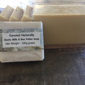 Handmade Bee Pollen Honey Soap UK Goats Milk Natural 100g Bar Ideal ...