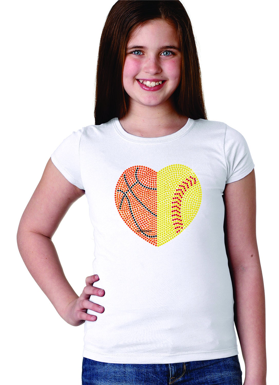 Basketball Softball Heart, Next Level Youth Girls' Princess T-shirt ...