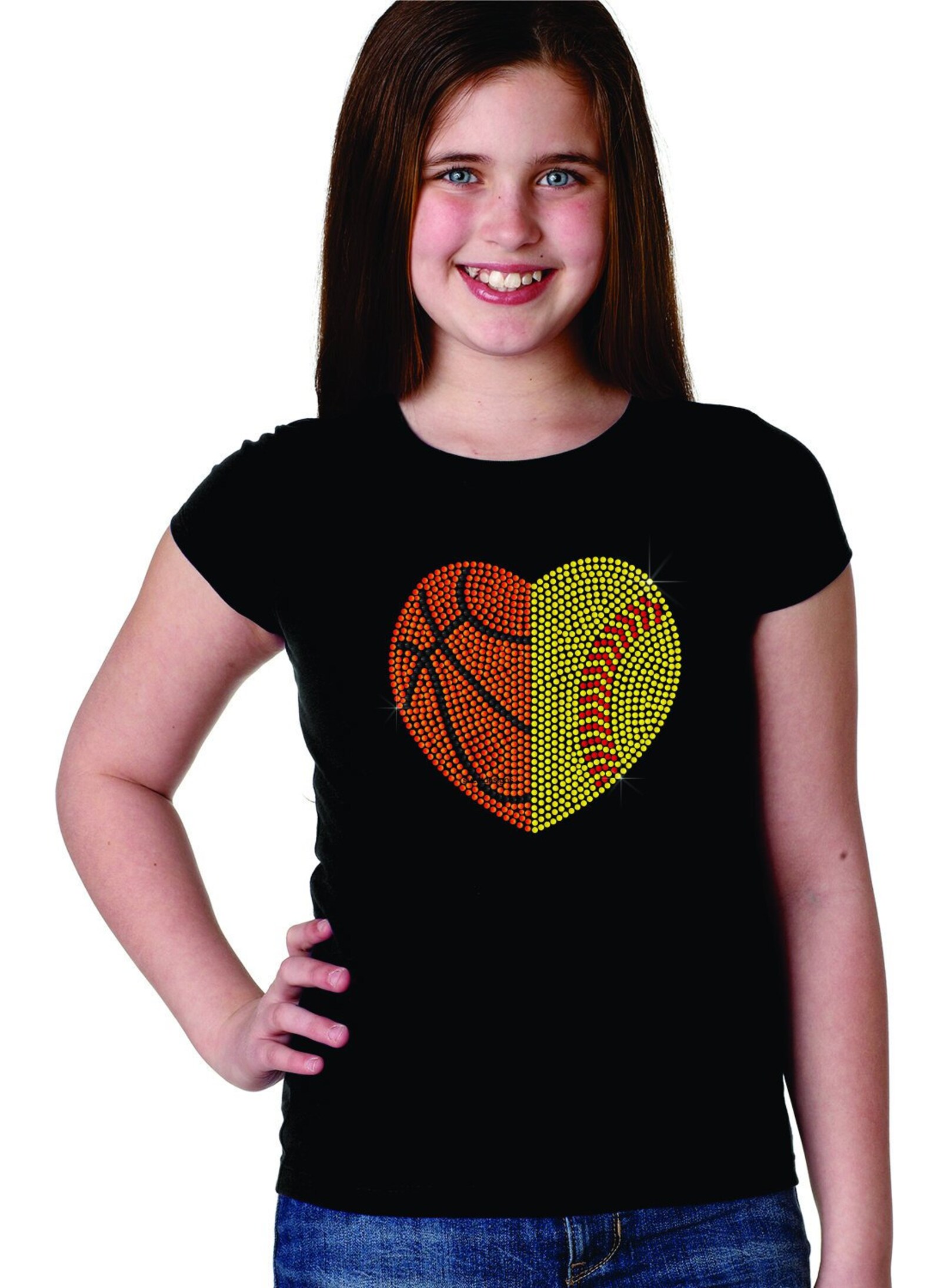 Basketball Softball Heart, Next Level Youth Girls' Princess T-shirt ...