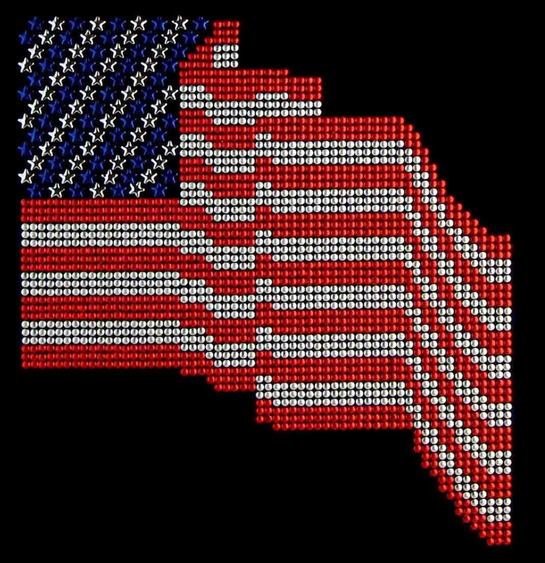 USA Flag, Rhinestone Heat Transfer Decal Iron-on. Nd390 - Etsy