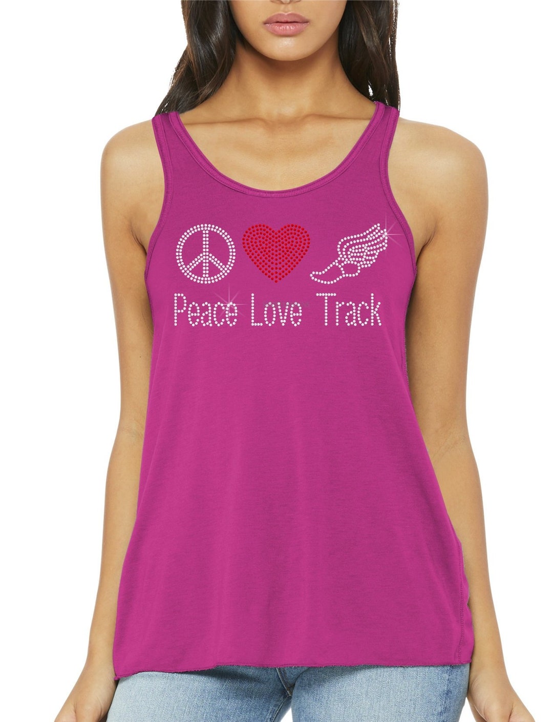 Peace Love Track, BELLA+CANVAS Women's Flowy Racerback Tank. Ndk1193 - Etsy