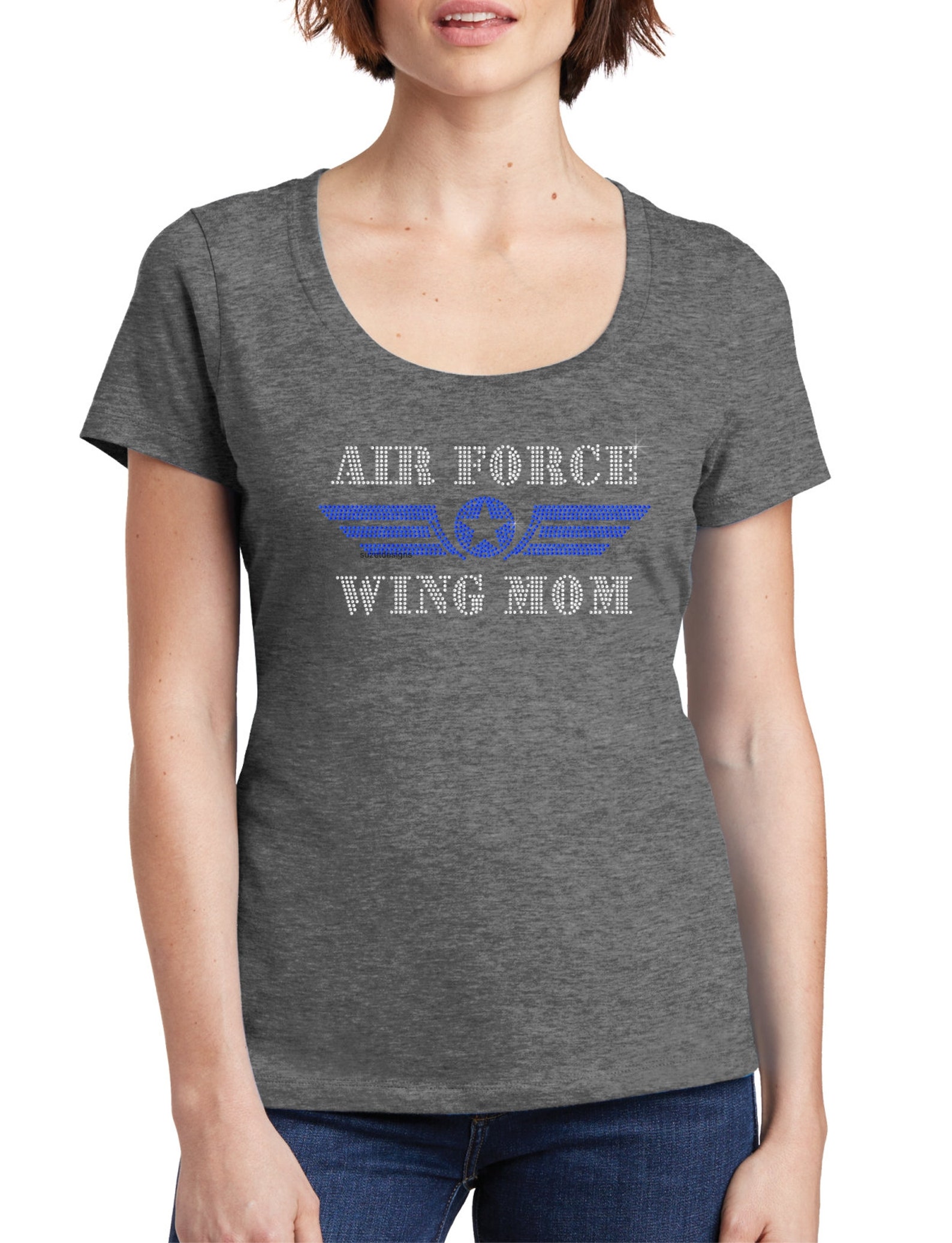 Air Force Wing Mom Womens Perfect Weight ® Scoop Neck Tee. Ndk2107 - Etsy