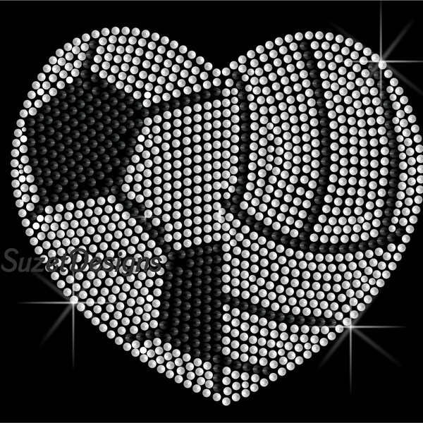 Rhinestone Iron on Heart - Etsy