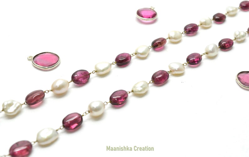 Modest & Beautiful Necklace in Pearl and Rubelite Smooth With - Etsy