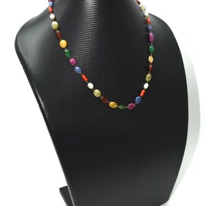 Modest Natural AAA Quality Multi Stone in Mix Shape Chain Necklace 14K ...