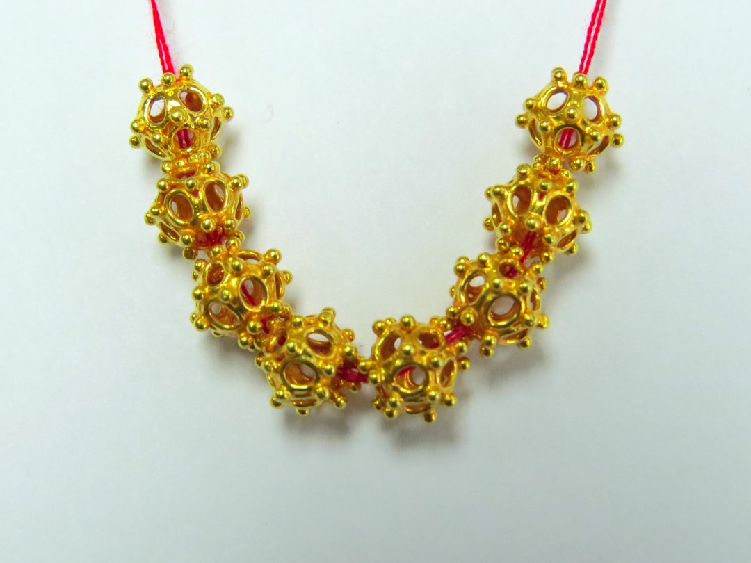 Beautiful 18k Solid Yellow Gold Roundel Beads, Fine Antique Finish. 7 ...