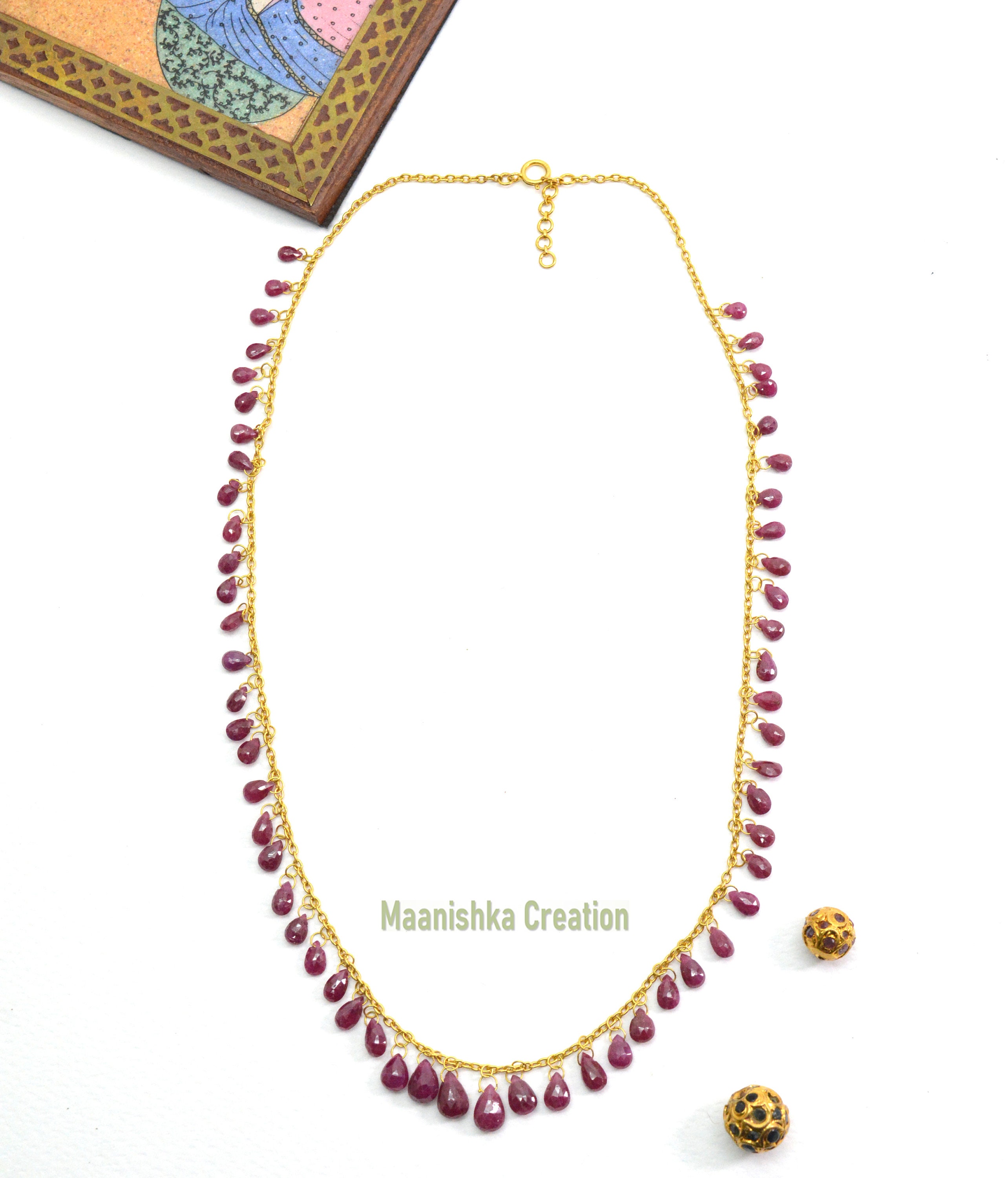 Handmade Amazing 18K Solid Gold Rosary Chain With AAA Ruby - Etsy