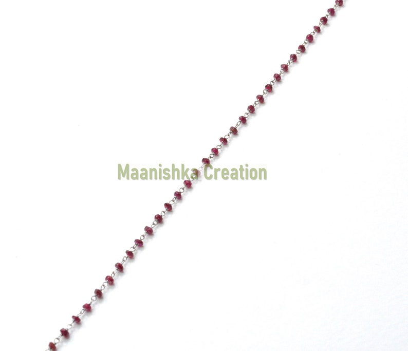 Gorgeous 2.5mm Ruby Rosary Chains With 14k Solid White Gold | Etsy