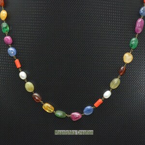 Modest Natural AAA Quality Multi Stone in Mix Shape Chain Necklace 14K ...