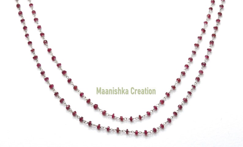 Gorgeous 2.5mm Ruby Rosary Chains With 14k Solid White Gold - Etsy