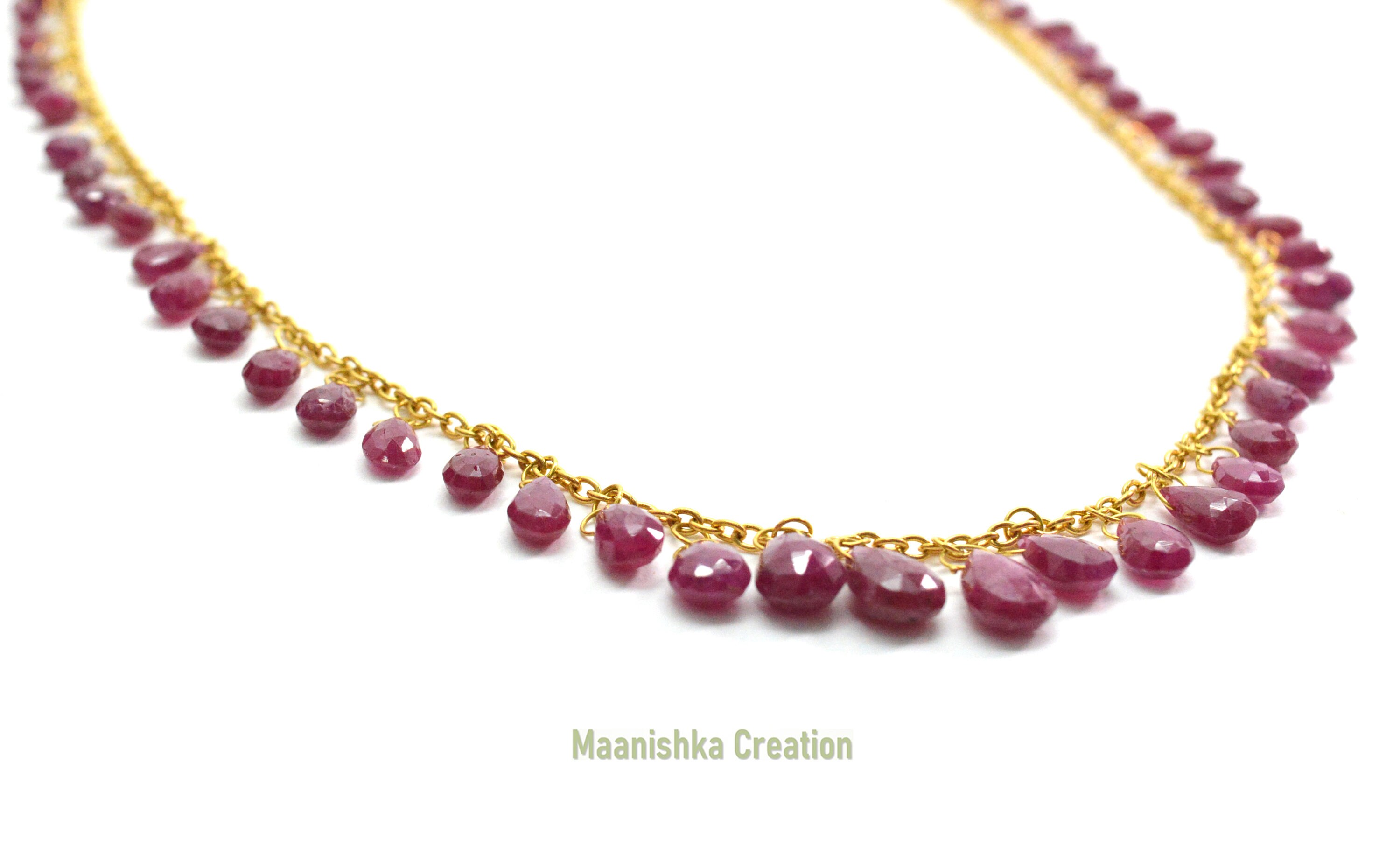 Handmade Amazing 18K Solid Gold Rosary Chain With AAA Ruby - Etsy