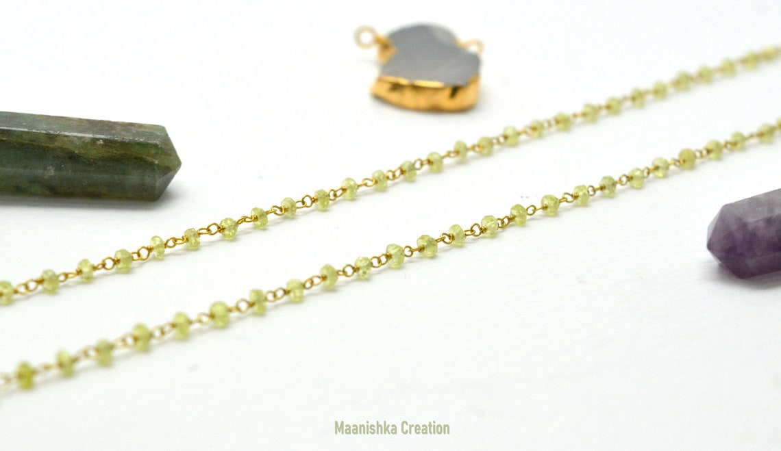 Handmade Plain 14K Solid Gold Wire Wrapped Rosary Chain-AAA | Etsy