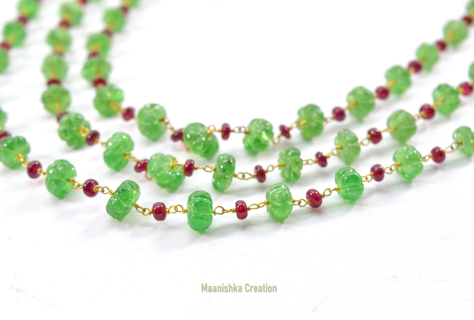 Handmade Beautiful Natural AAA Quality Tsavorite Melon & Ruby - Etsy