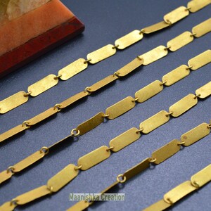 18K Solid Yellow Gold Rectangle Link Chain, Perfect for Custom ...
