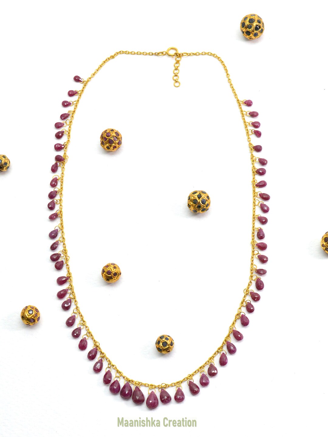 Handmade Amazing 18K Solid Gold Rosary Chain With AAA Ruby - Etsy