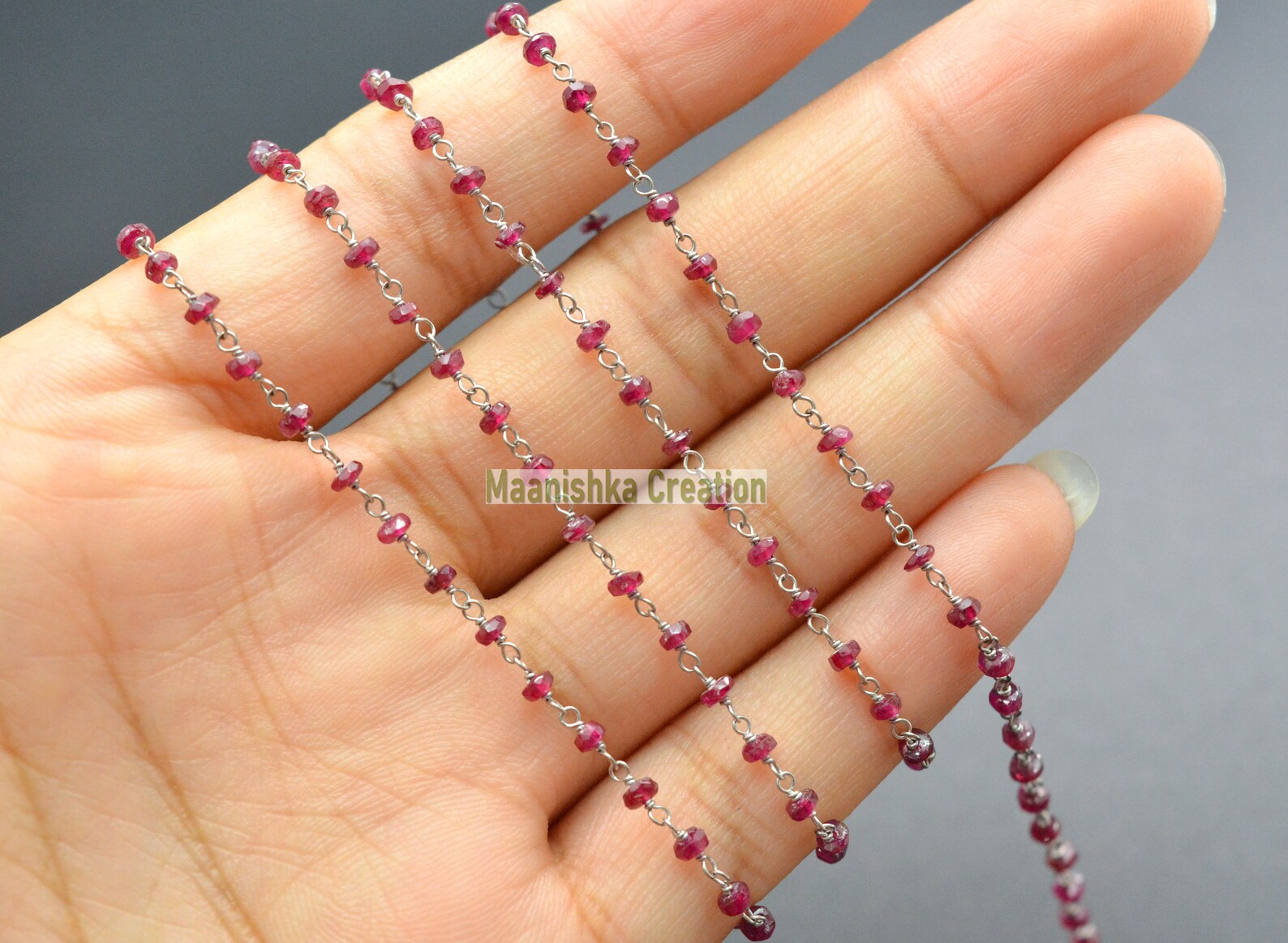 Gorgeous 2.5mm Ruby Rosary Chains With 14k Solid White Gold - Etsy
