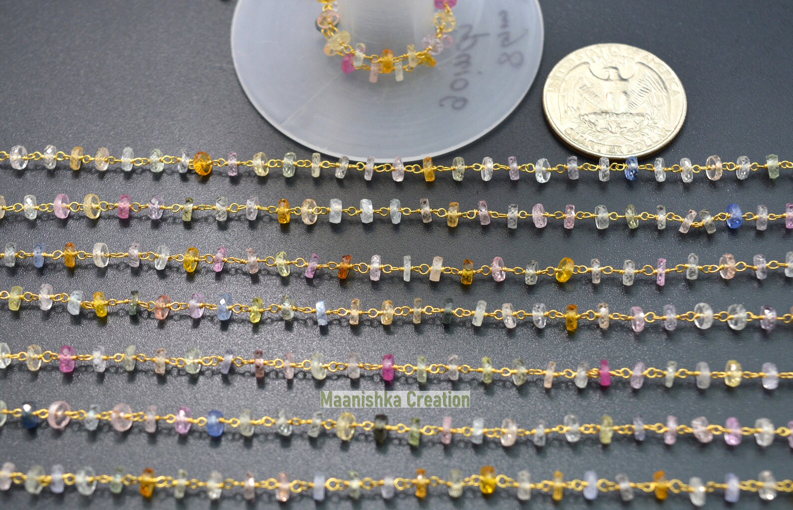 Beautiful Multi Sapphire 4mm Coin Faceted Wire Wrapped Rosary | Etsy