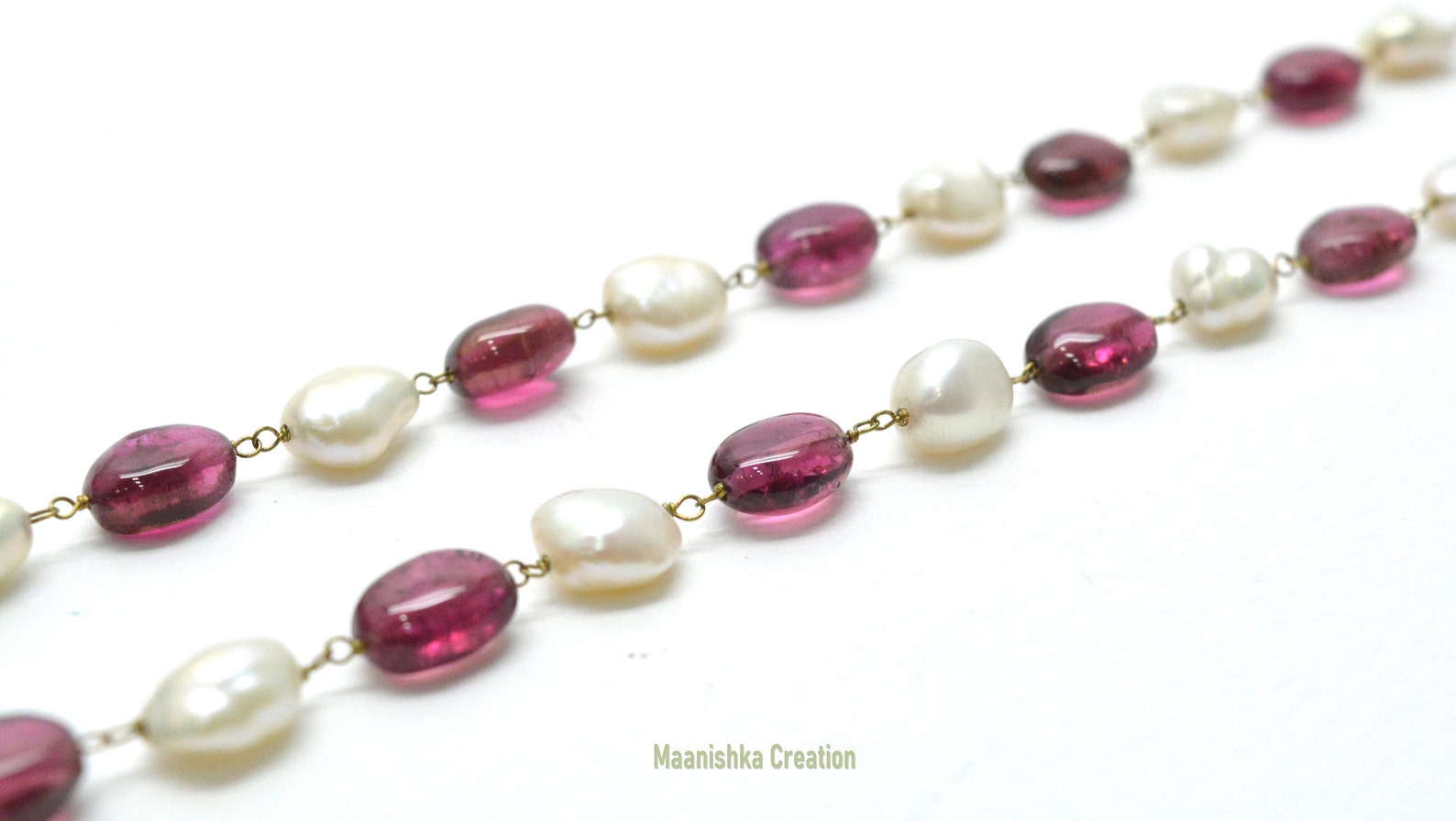 Modest & Beautiful Necklace in Pearl and Rubelite Smooth With - Etsy